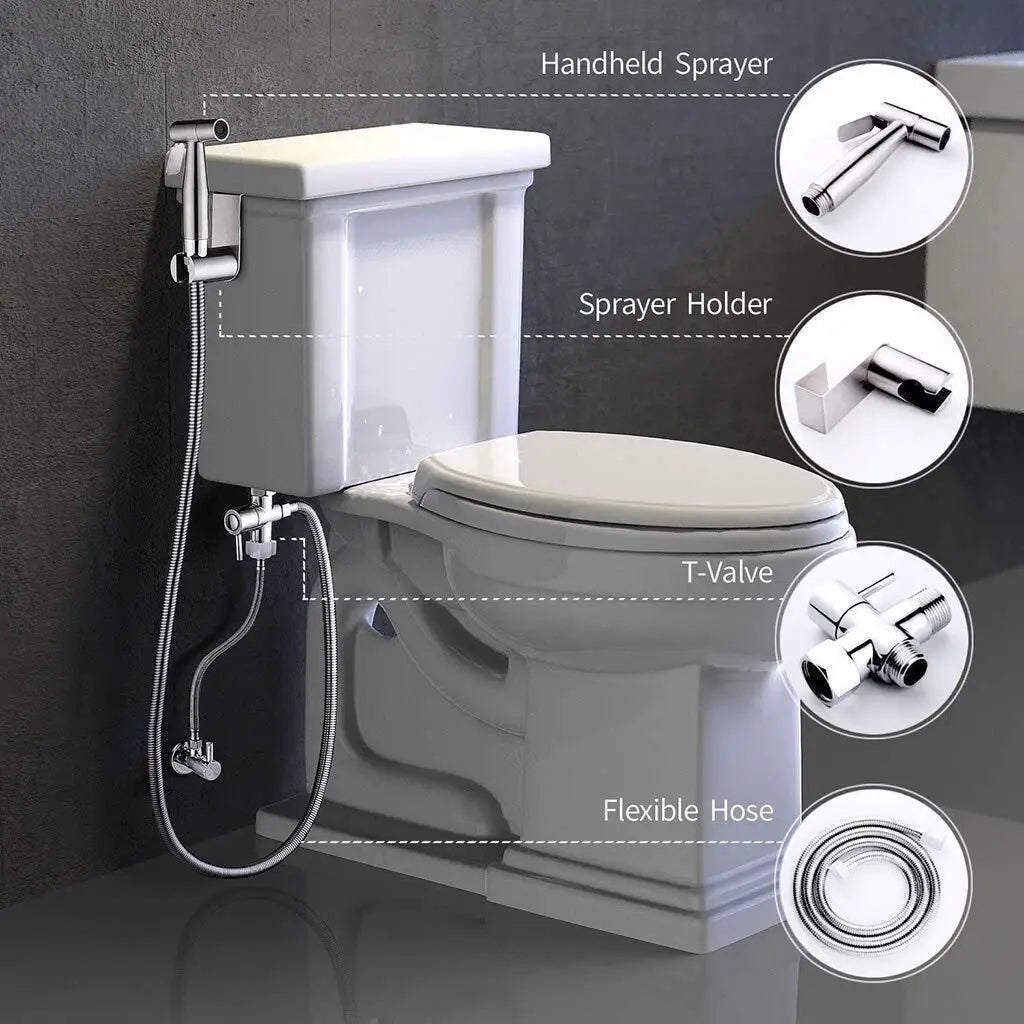 Toilet Companion Bidet Spray Gun Set High Pressure Booster Nozzle Toil ...